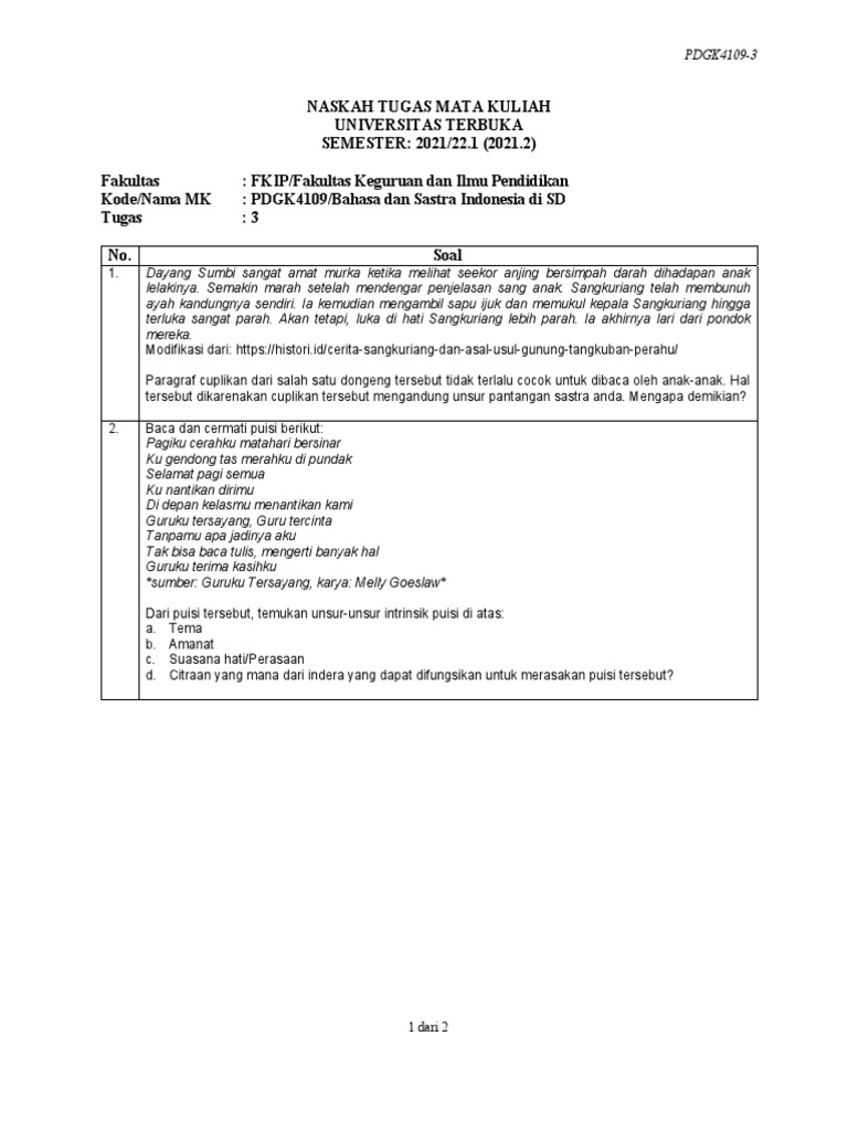 Soal Pdgk4109 Tmk3 3 | PDF