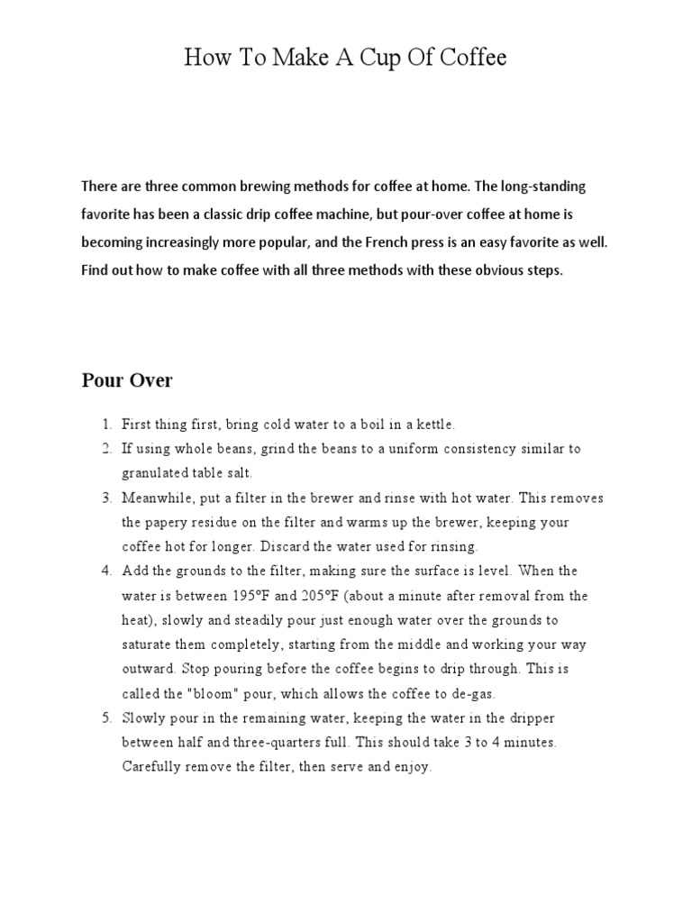 How To Make A Cup of Coffee | PDF | Coffee | Food And Drink