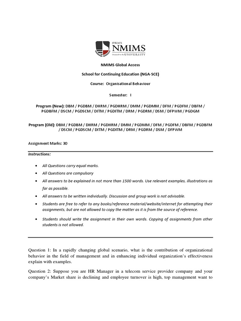 NMIMS Global Access School For Continuin | PDF