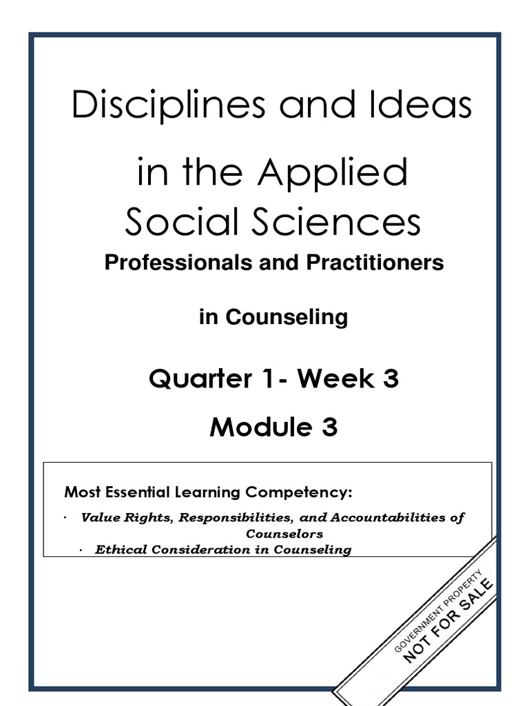 DIASS - Quarter 1 Module 3 | PDF | School Counselor | Psychotherapy