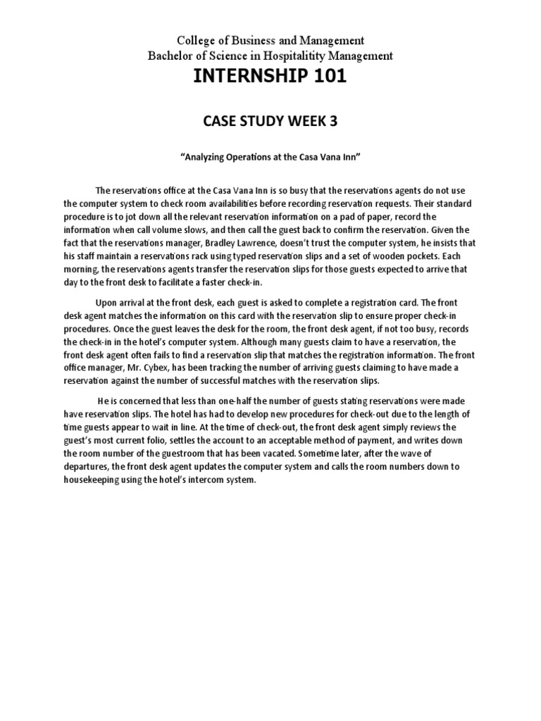 Internship 101: Case Study Week 3 | PDF