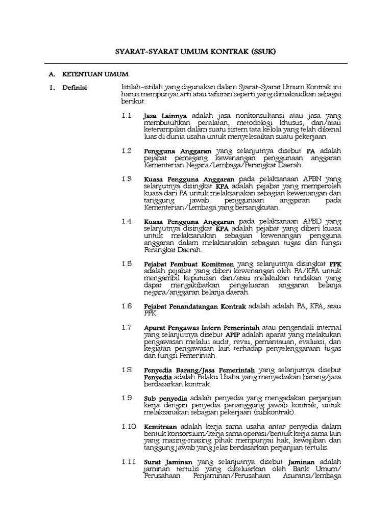 Syarat-Syarat Umum Kontrak (Ssuk) | PDF | Hukum