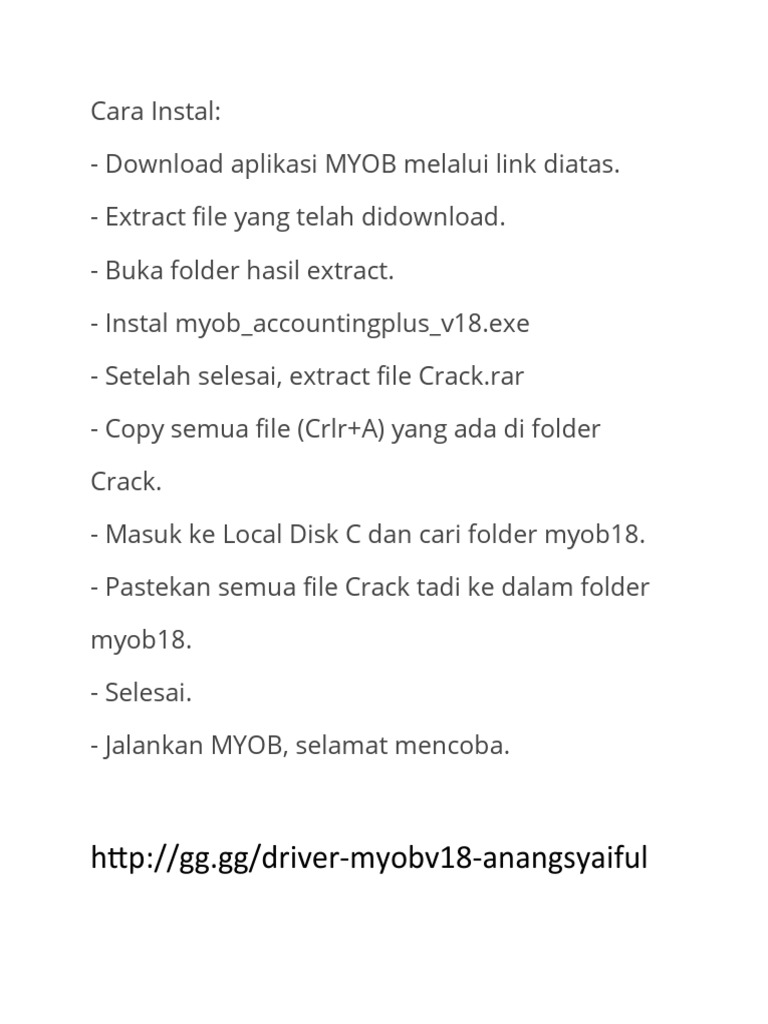 Cara Instal MYOB v18 | PDF