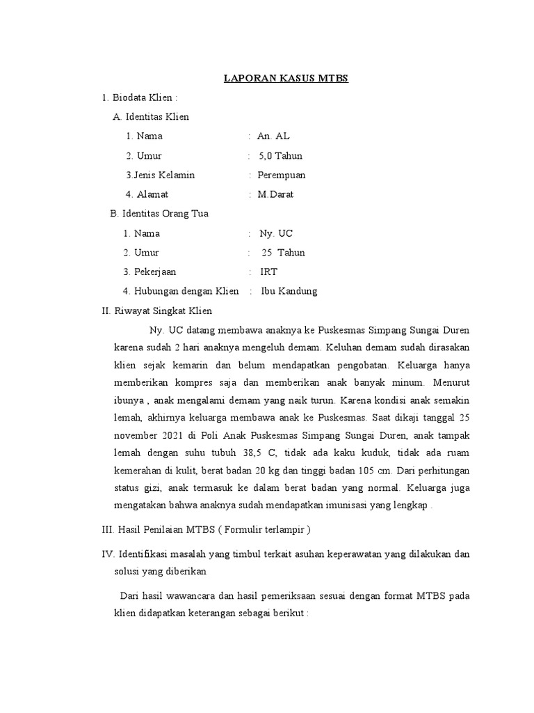 Laporan Kasus MTBS | PDF