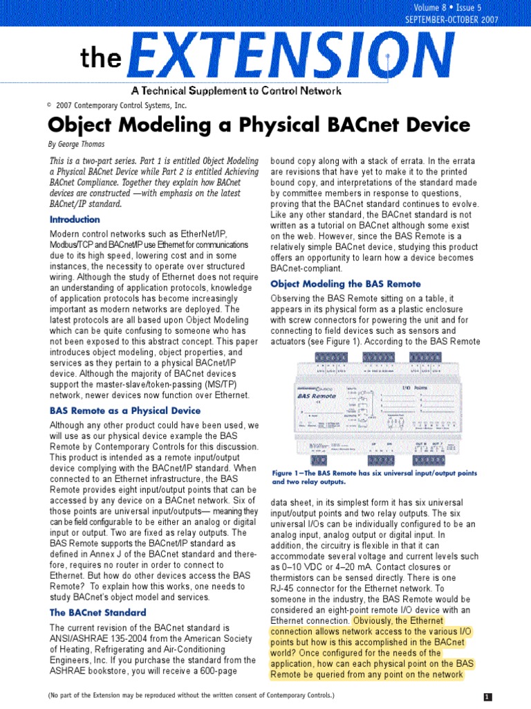 BACnet-modeling A Physical Device in BACnet Objects | Download Free PDF | Computer Network ...