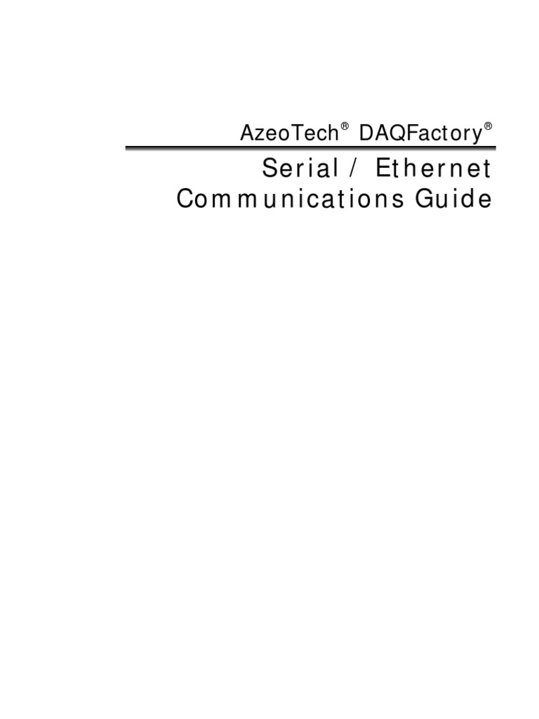 Serial / Ethernet Communications Guide: Azeotech Daqfactory | PDF | Internet Protocol Suite | Ip ...
