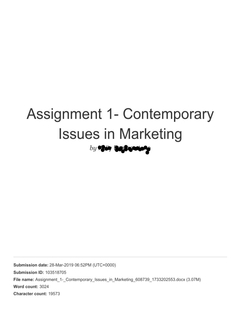 Assignment 1 - Contemporary Issues in Marketing (3) | PDF ...
