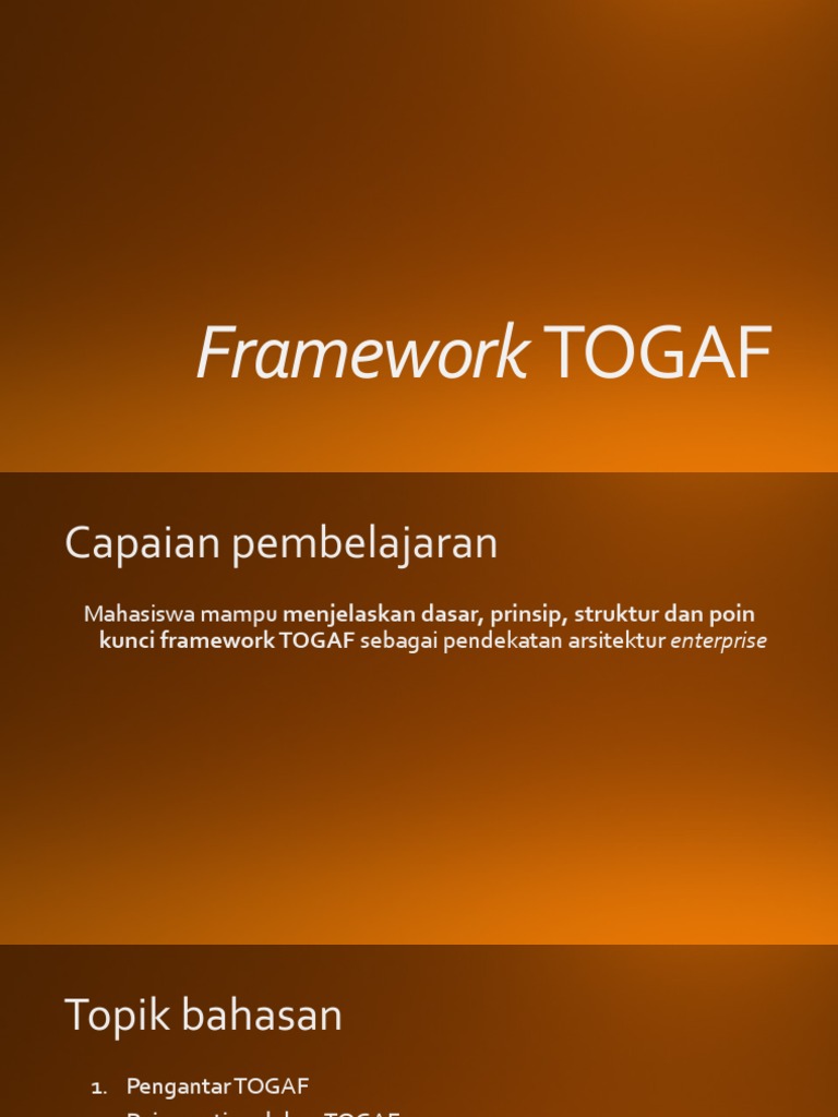 Week 11 Pengantar Framework TOGAF | PDF