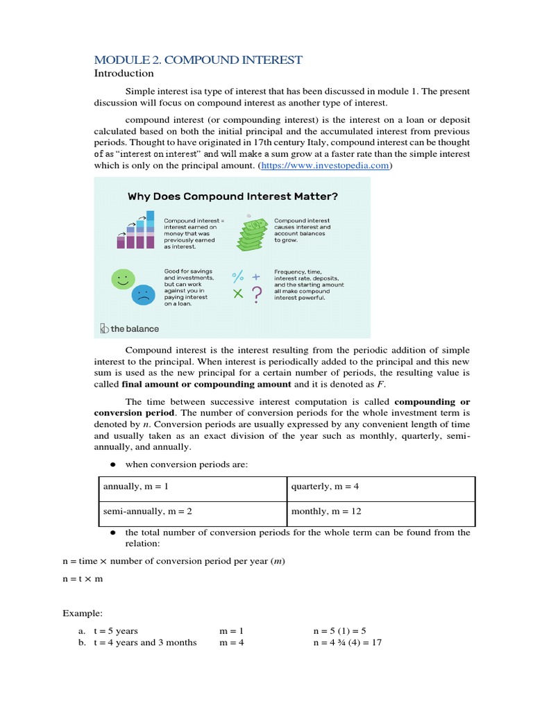 Module 2. Compound Interest: Conversion Period. The Number of ...