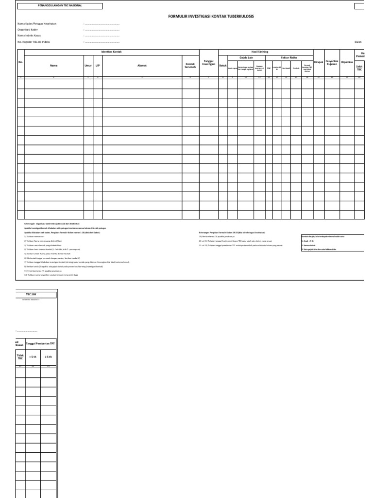 Formulir Investigasi Kontak TBC | PDF