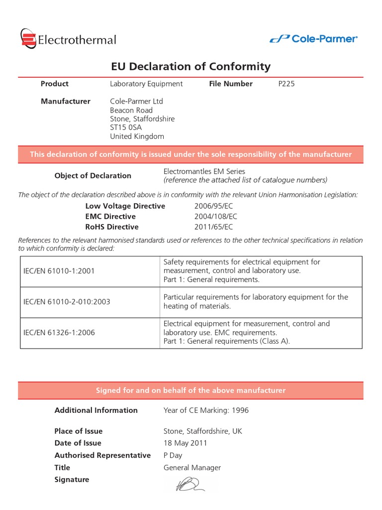 EU Declaration of Conformity | PDF | Electrical Engineering