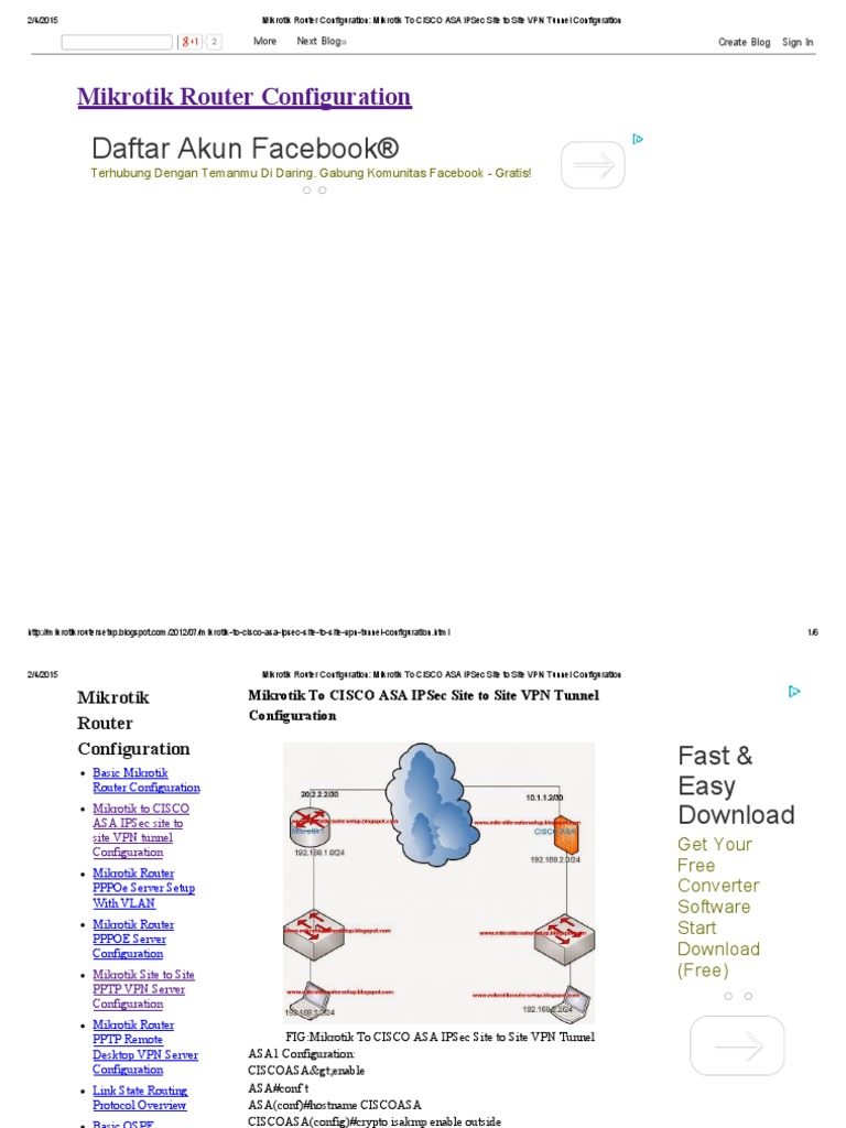 Mikrotik Router Configuration - Mikrotik To CISCO ASA IPSec Site To Site VPN Tunnel ...