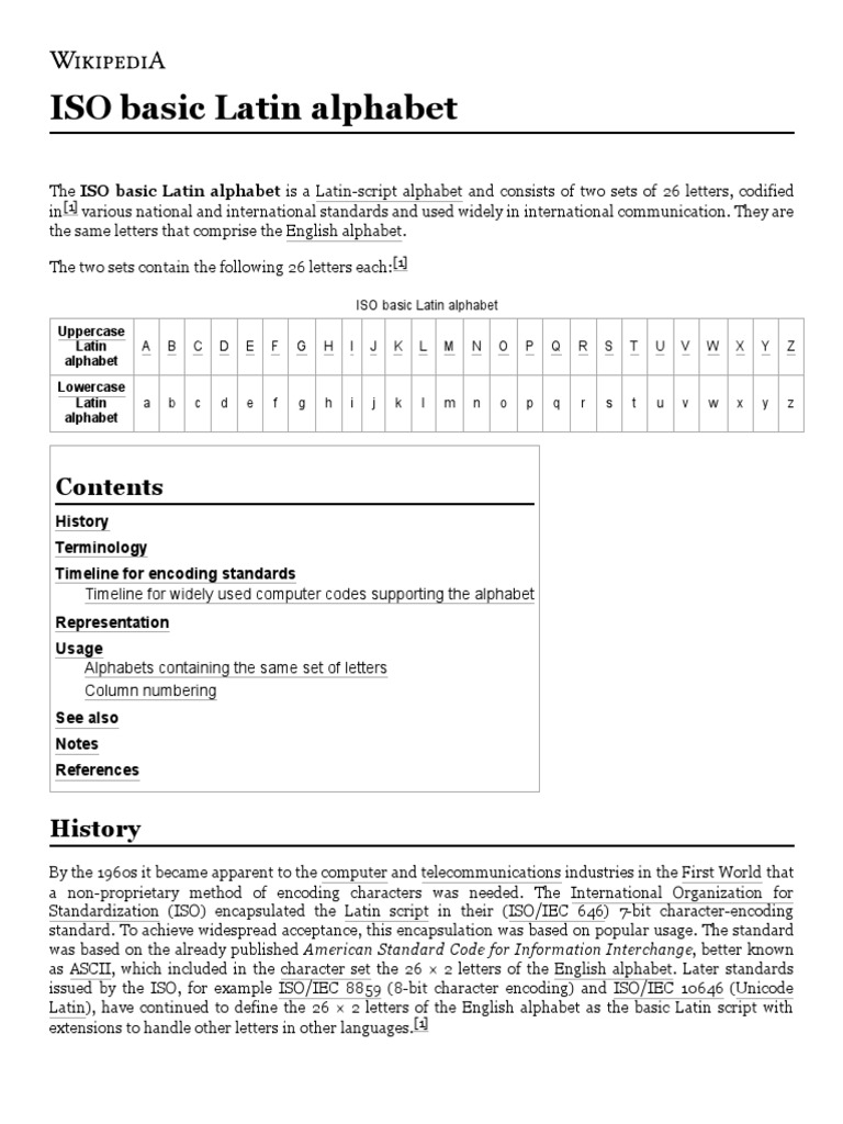 ISO Basic Latin Alphabet - Wikipedia | PDF | Latin Script | Digital ...