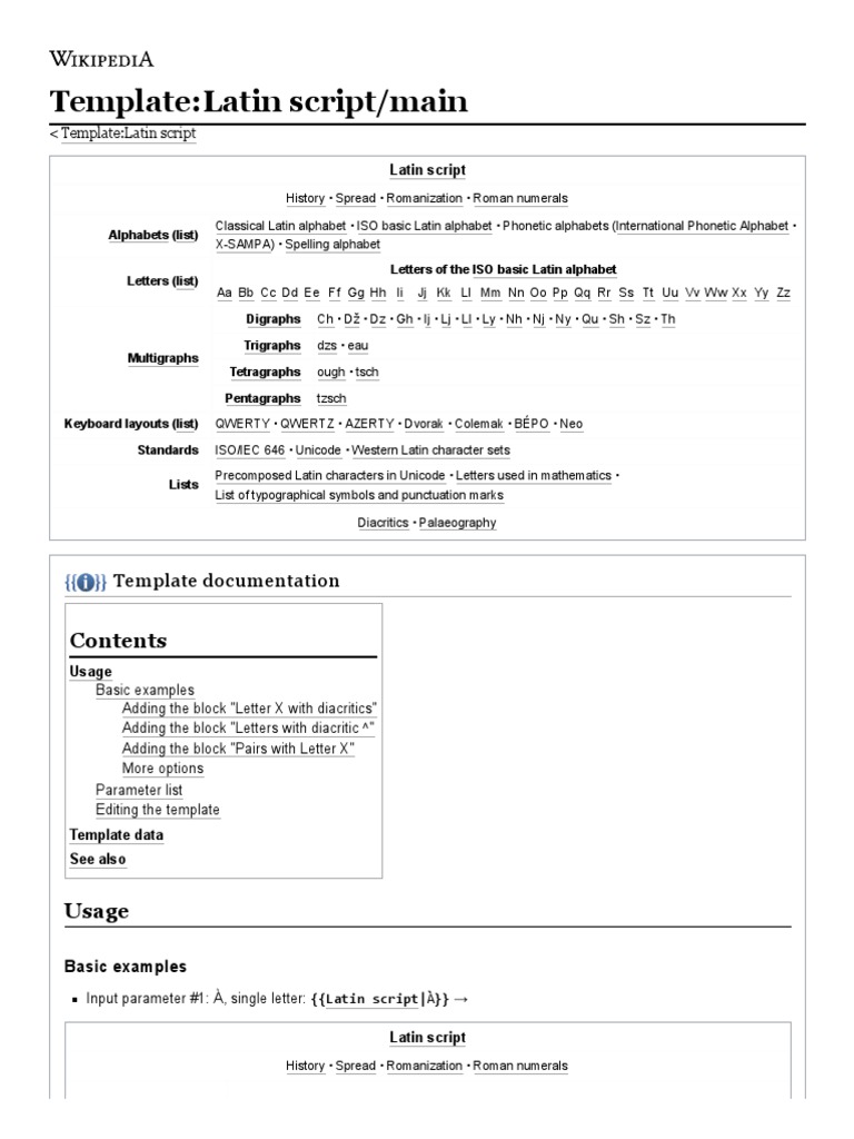 Template - Latin Script - Main - Wikipedia | PDF | Latin Script | Alphabet
