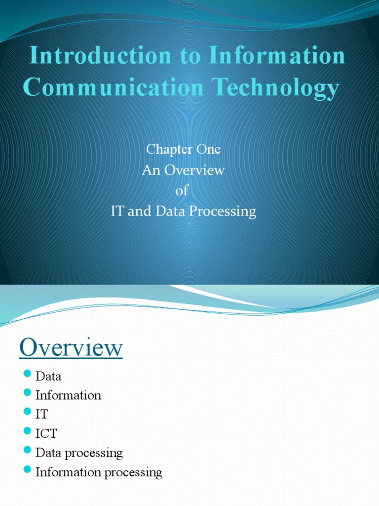 Introduction To Information Communication Technology: Chapter One An ...