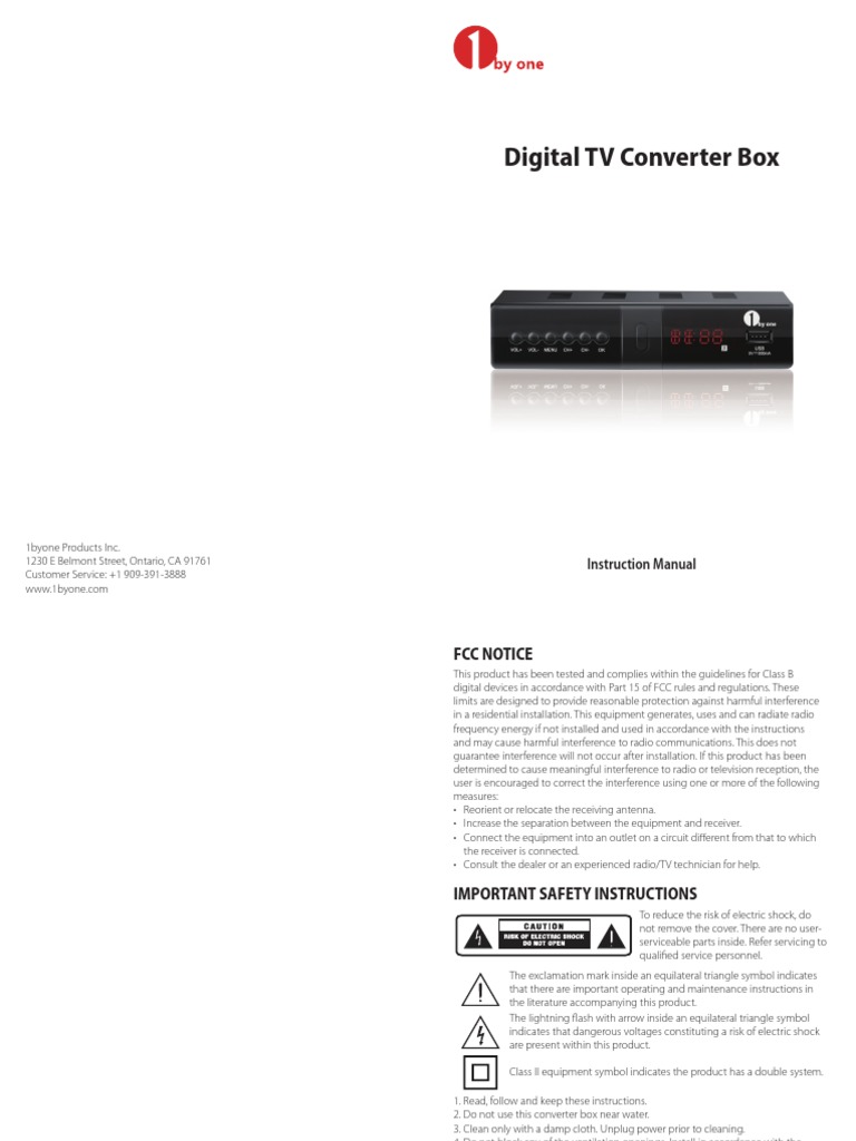 Digital TV Converter Box: Instruction Manual | PDF | Cable Television ...