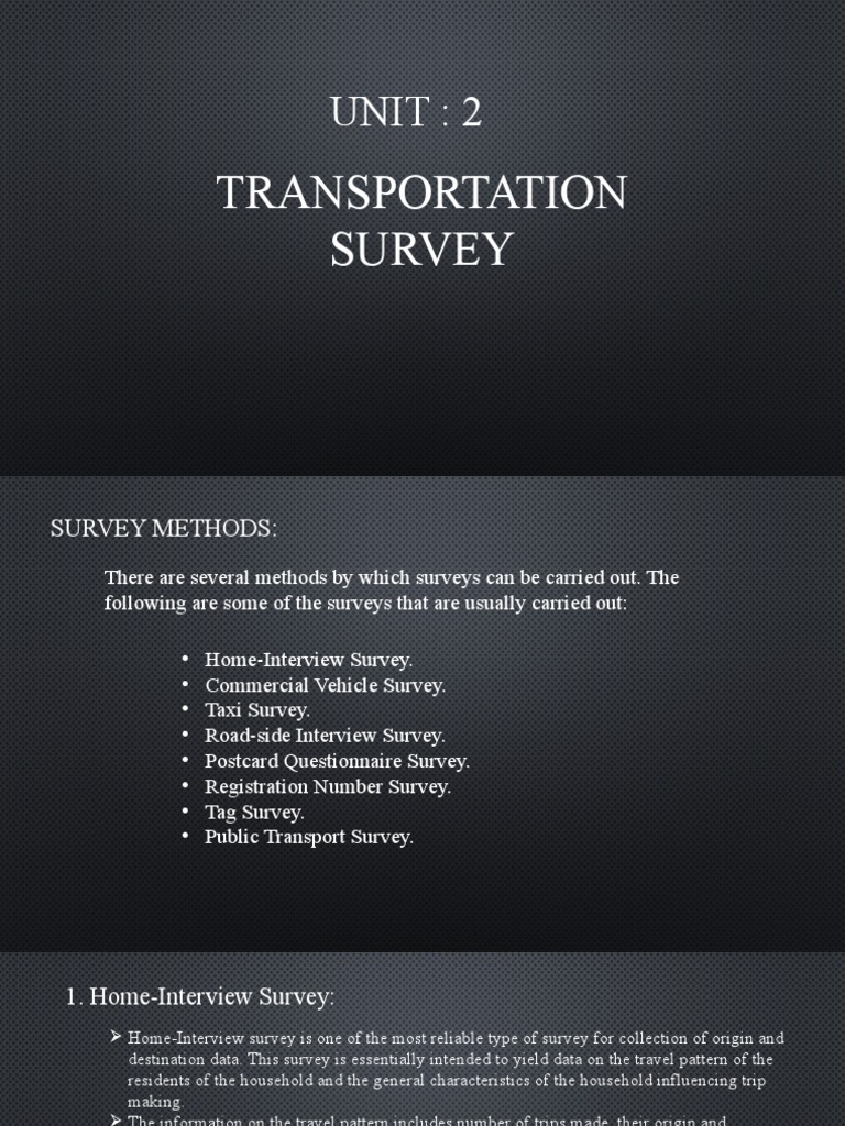 Unit: 2: Transportation Survey | PDF | Survey Methodology | Traffic