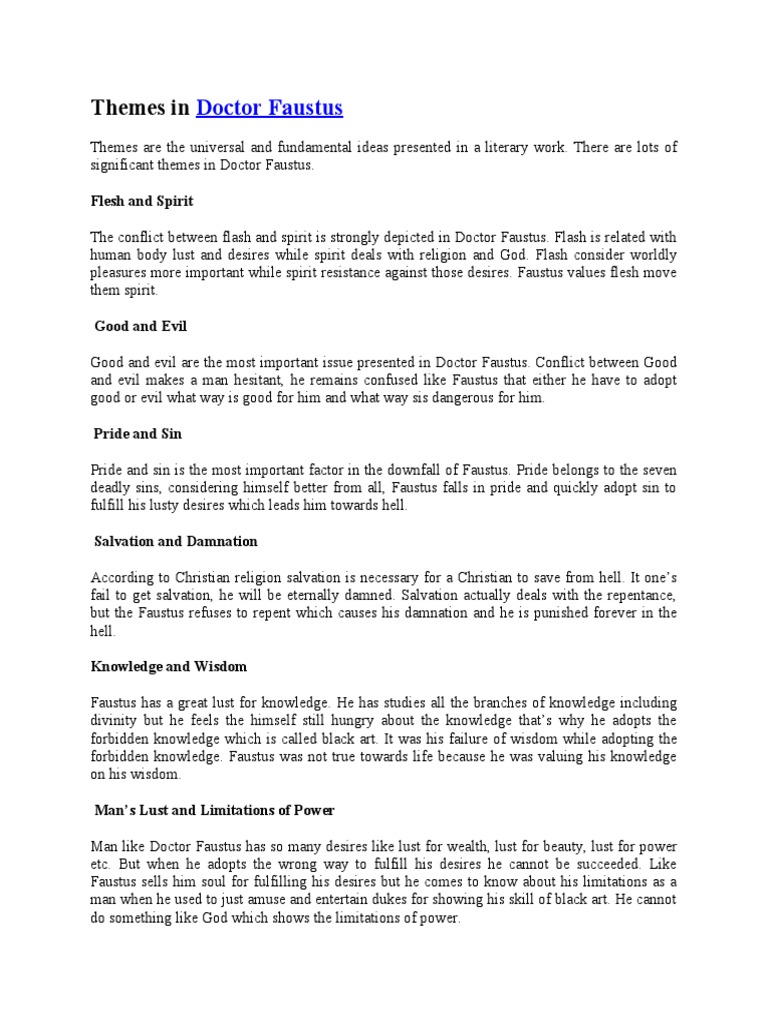 Themes in Doctor Faustus | PDF | Seven Deadly Sins | Christianity