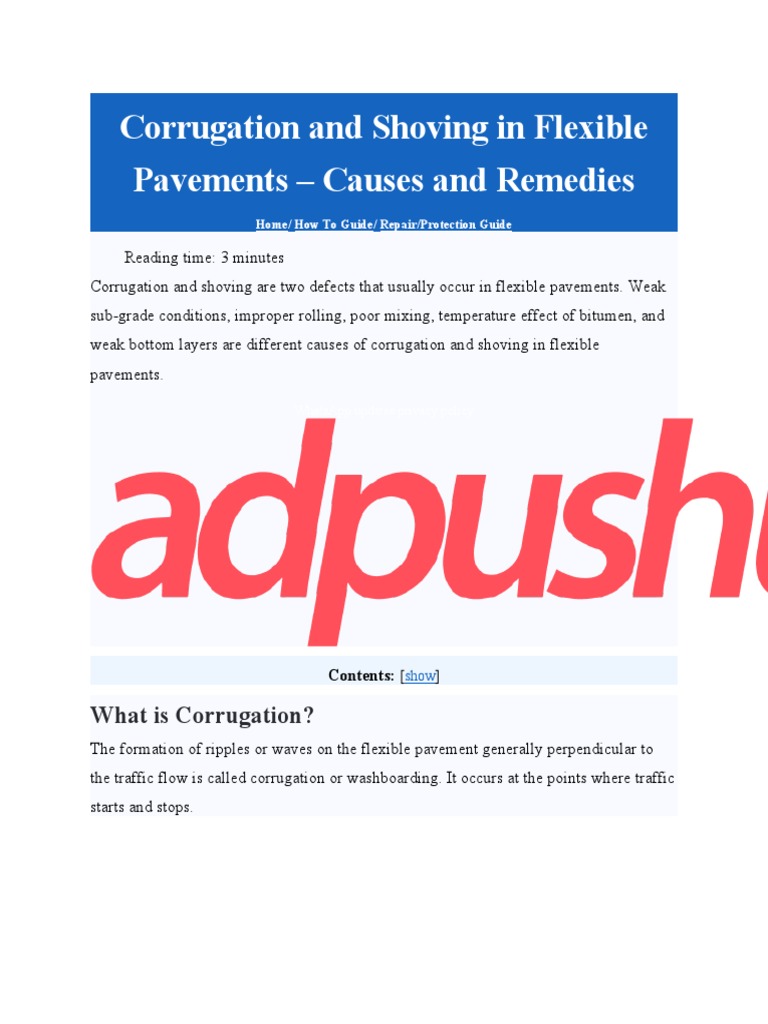 Corrugation and Shoving in Flexible Pavements | PDF | Road Surface ...