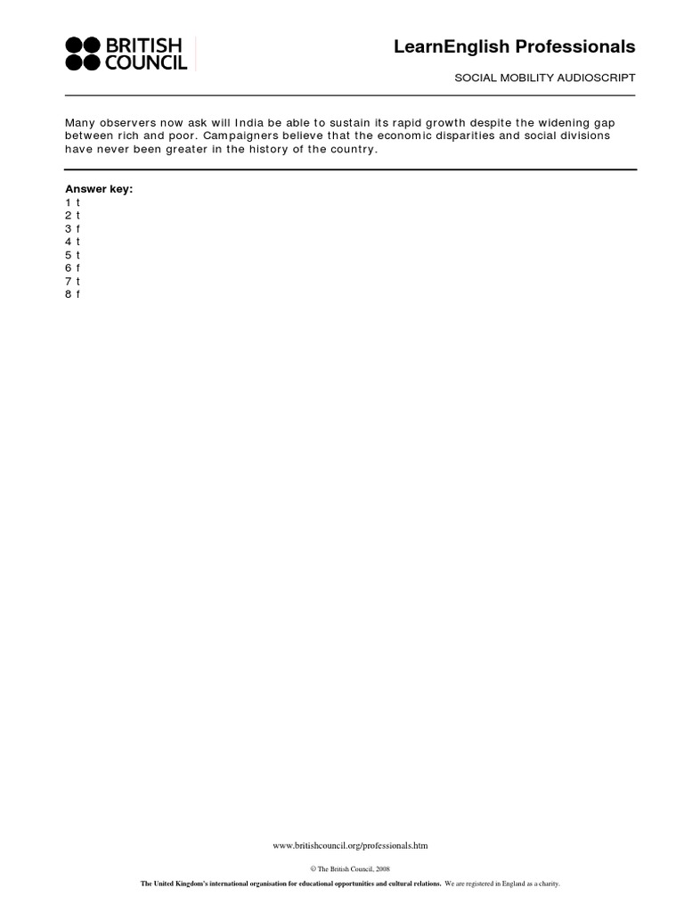 Learnenglish Professionals: Answer Key | Download Free PDF | Poverty ...