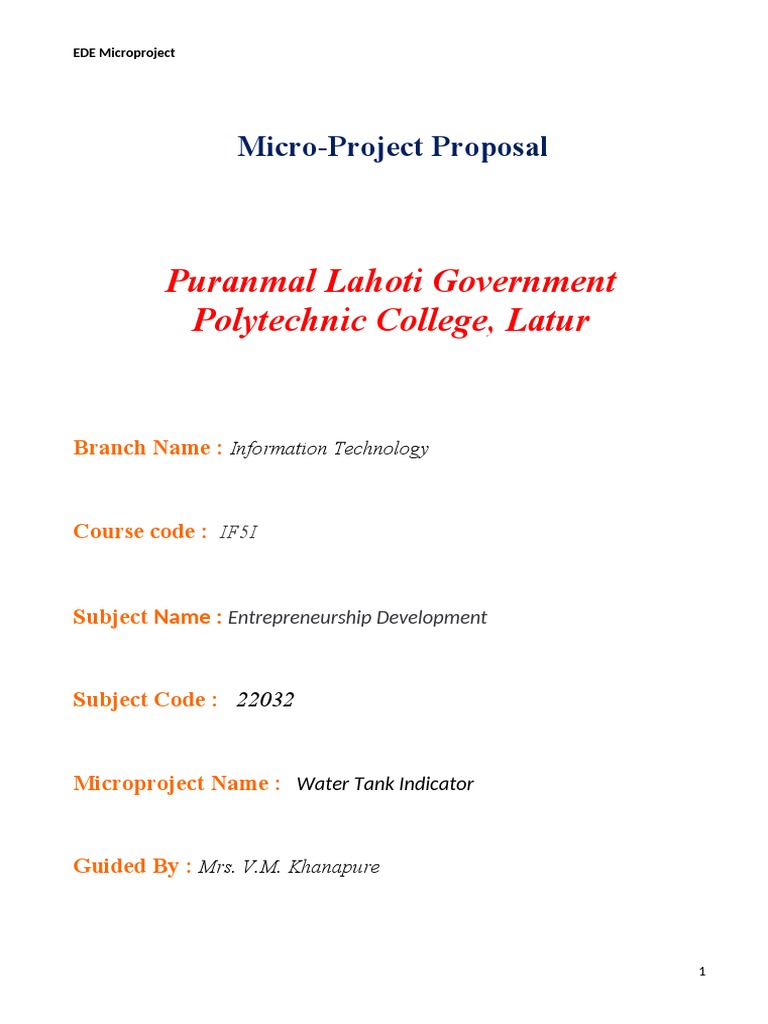 Puranmal Lahoti Government Polytechnic College, Latur: Micro-Project ...