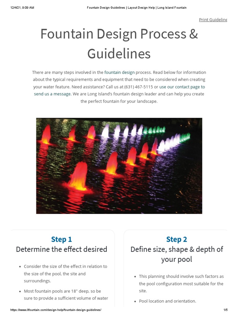Fountain Design Guidelines and Specs | PDF | Pump | Water