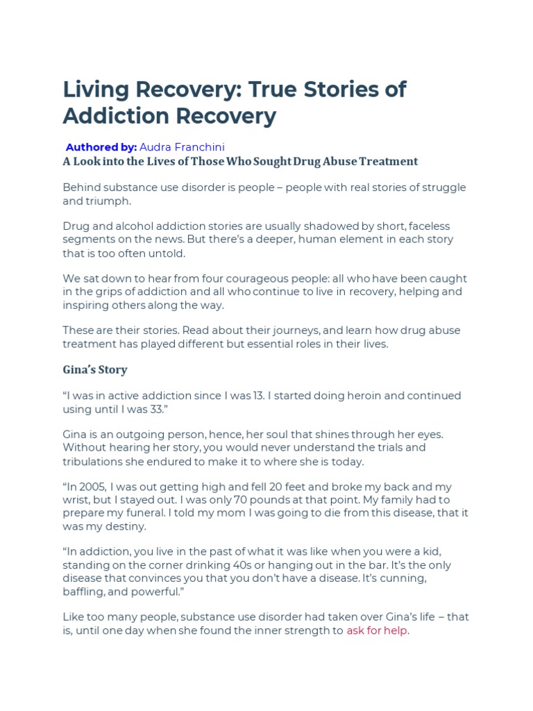 Inspiring Stories of Addiction Recovery | PDF | Substance Use Disorder ...