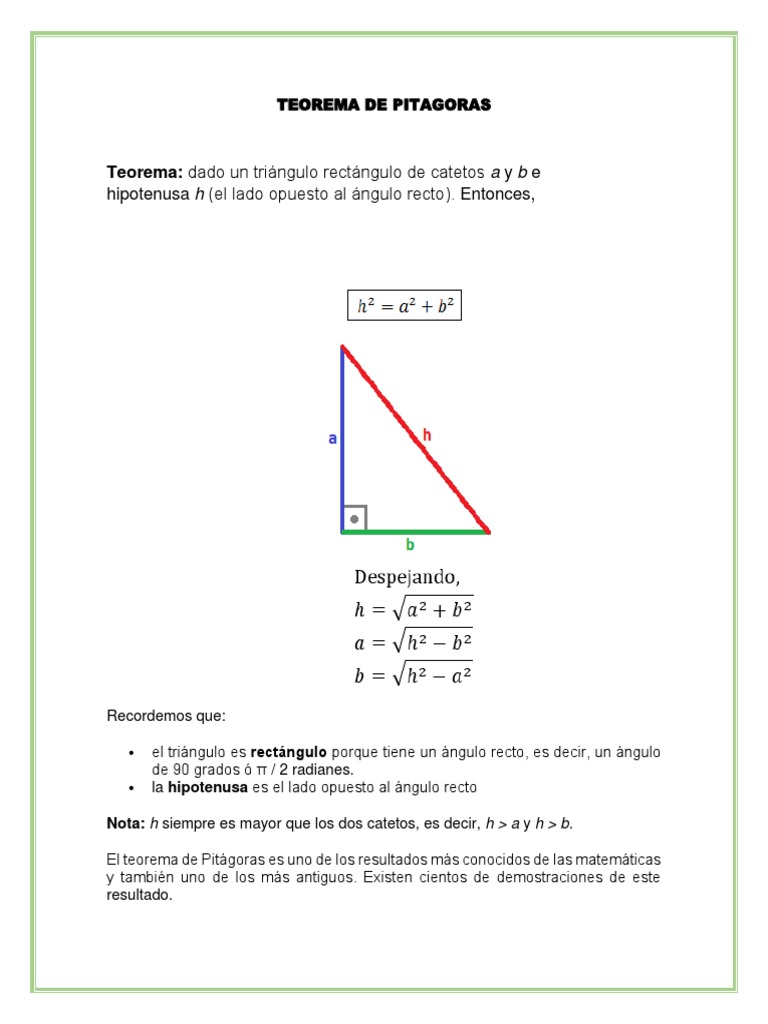 Teorema de Pitágoras y sus Aplicaciones | PDF | Triángulo | Matemáticas