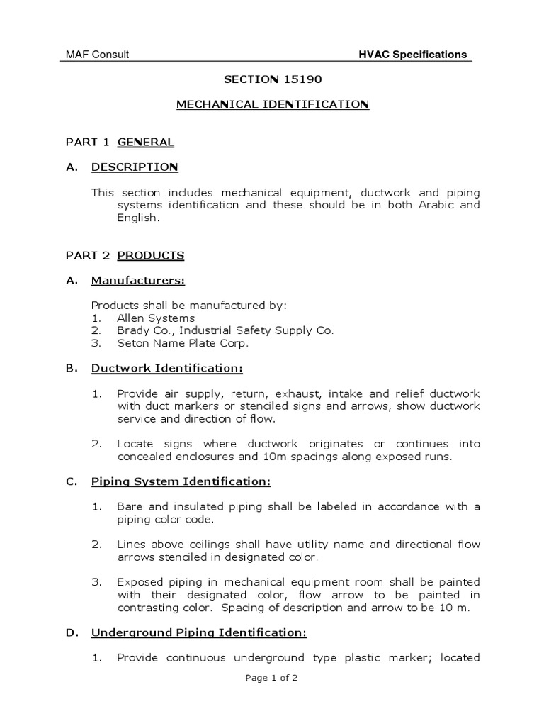 HVAC Mechanical Identification Guide | PDF | Duct (Flow) | Valve