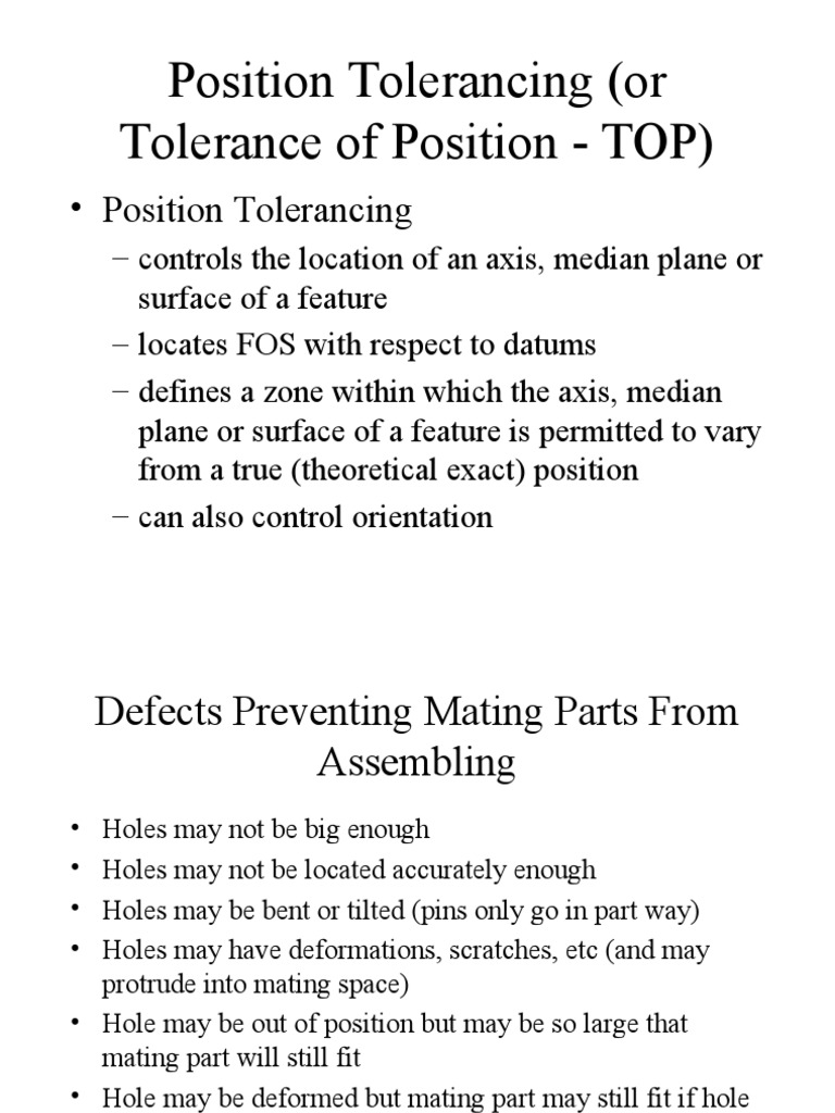 Position Tolerancing (Or Tolerance of Position - TOP) | Download Free ...
