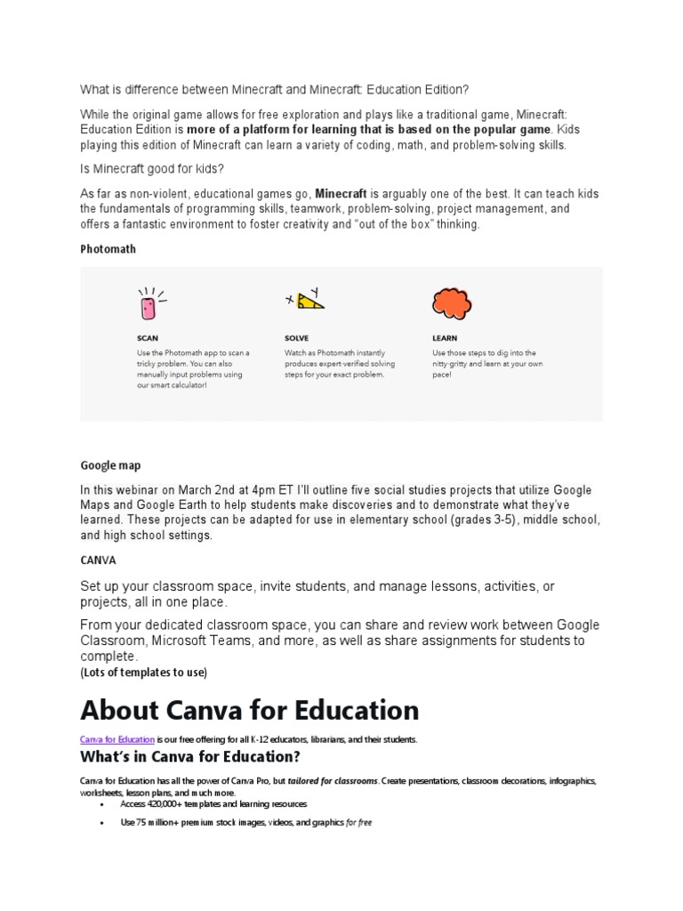 About Canva For Education: What Is Difference Between Minecraft and ...