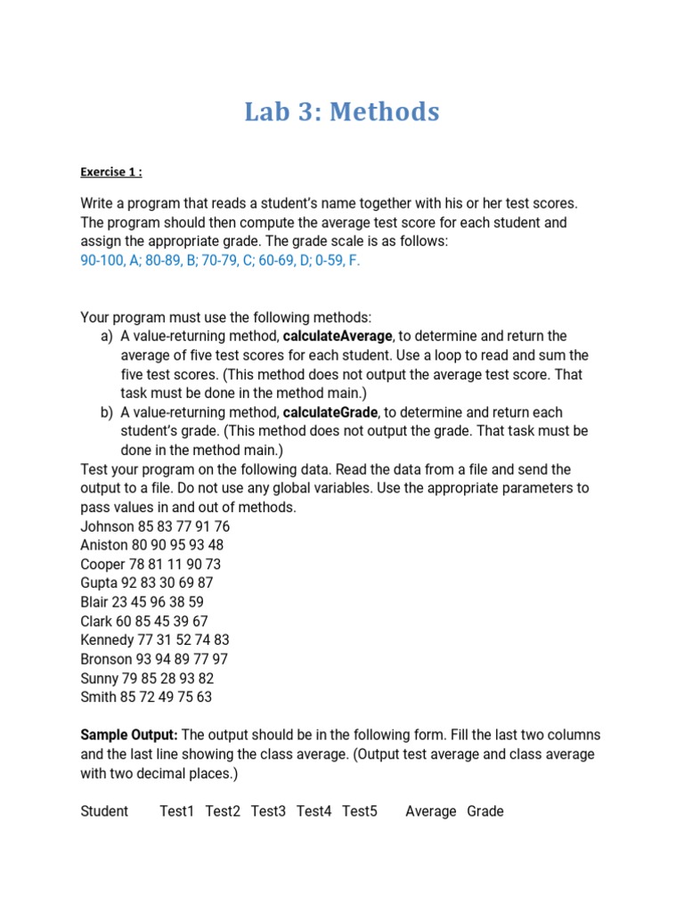 Lab 4 Methods Pdf Parameter Computer Programming Computer Science