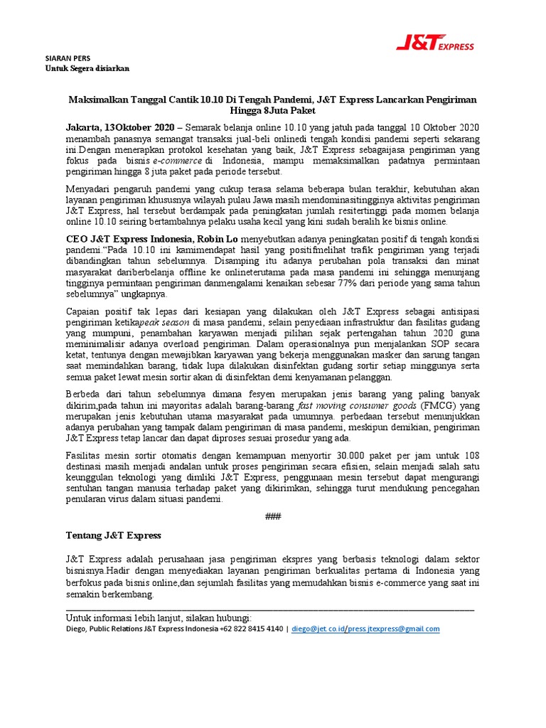 Contoh Siaran Pers | PDF