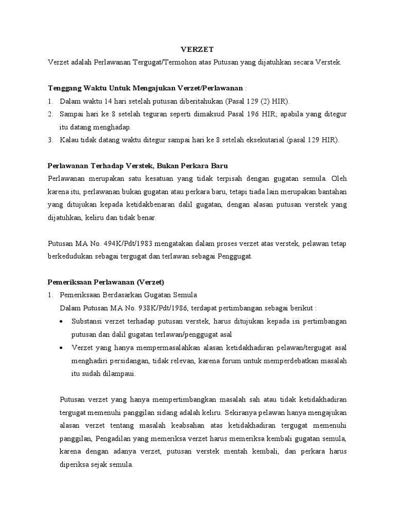 Contoh Gugatan dan Perlawanan Verzet | PDF