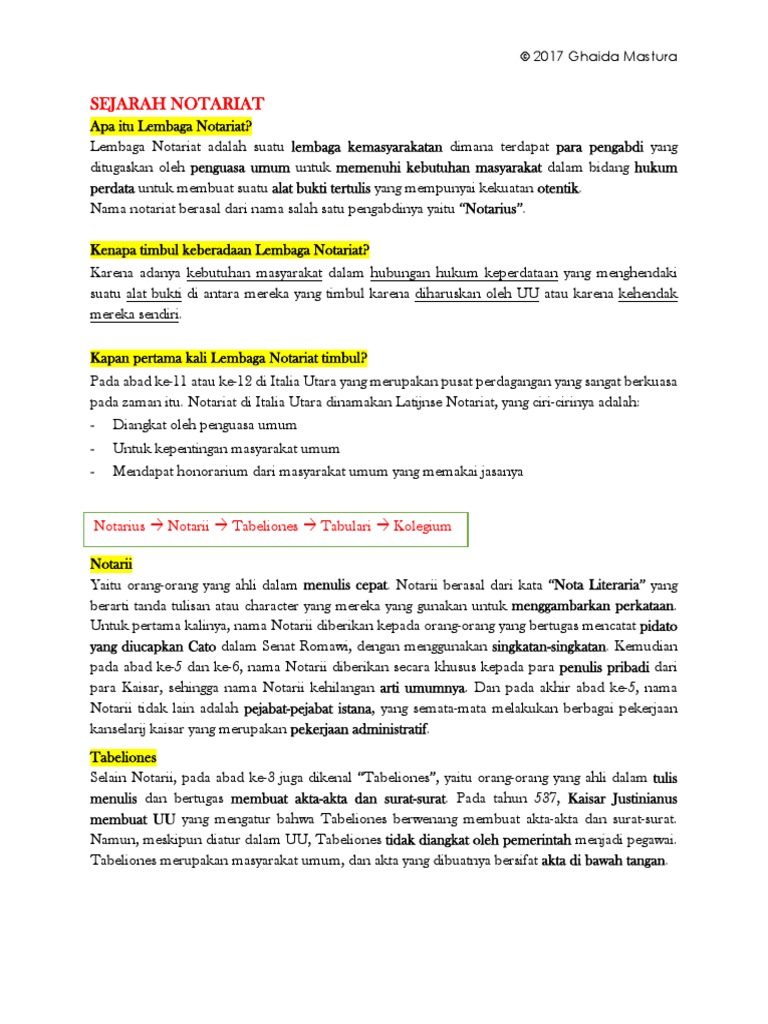 PJN - Ringkasan Sejarah Notariat | PDF