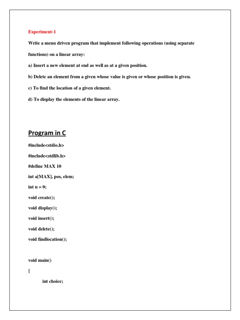 Ds Unit 1 Lab Programs Pdf Array Data Structure Computer Science 