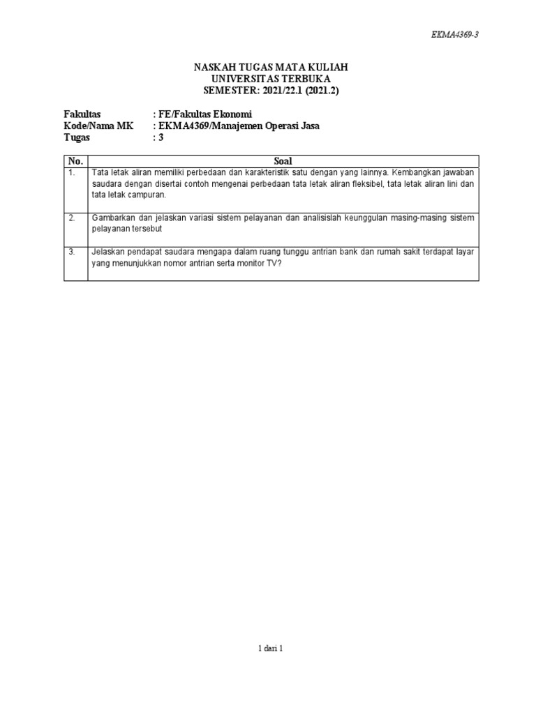 Soal Ekma4369 Tmk3 3 | PDF
