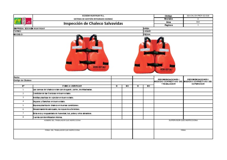 Check List - Chaleco Salvavidas | PDF