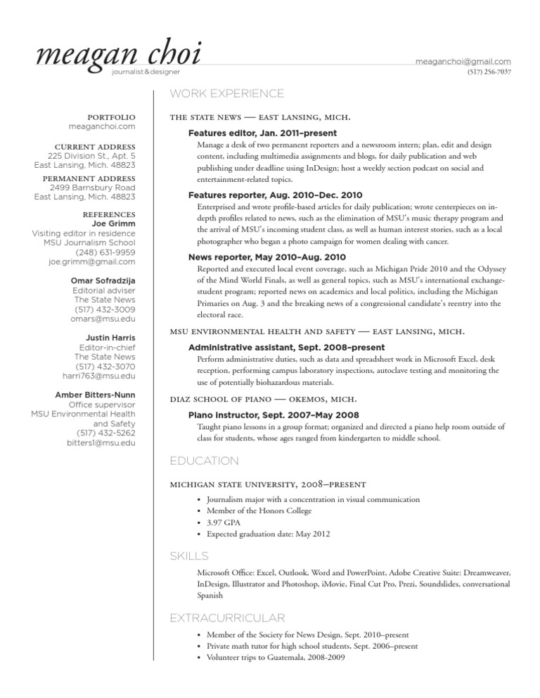 Meagan Choi Resume PDF | PDF | Michigan State University | News