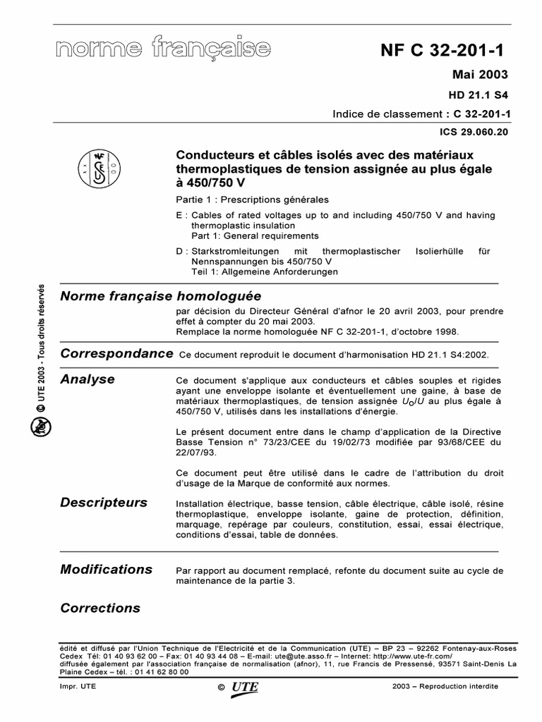 NF C32-201-1 | PDF