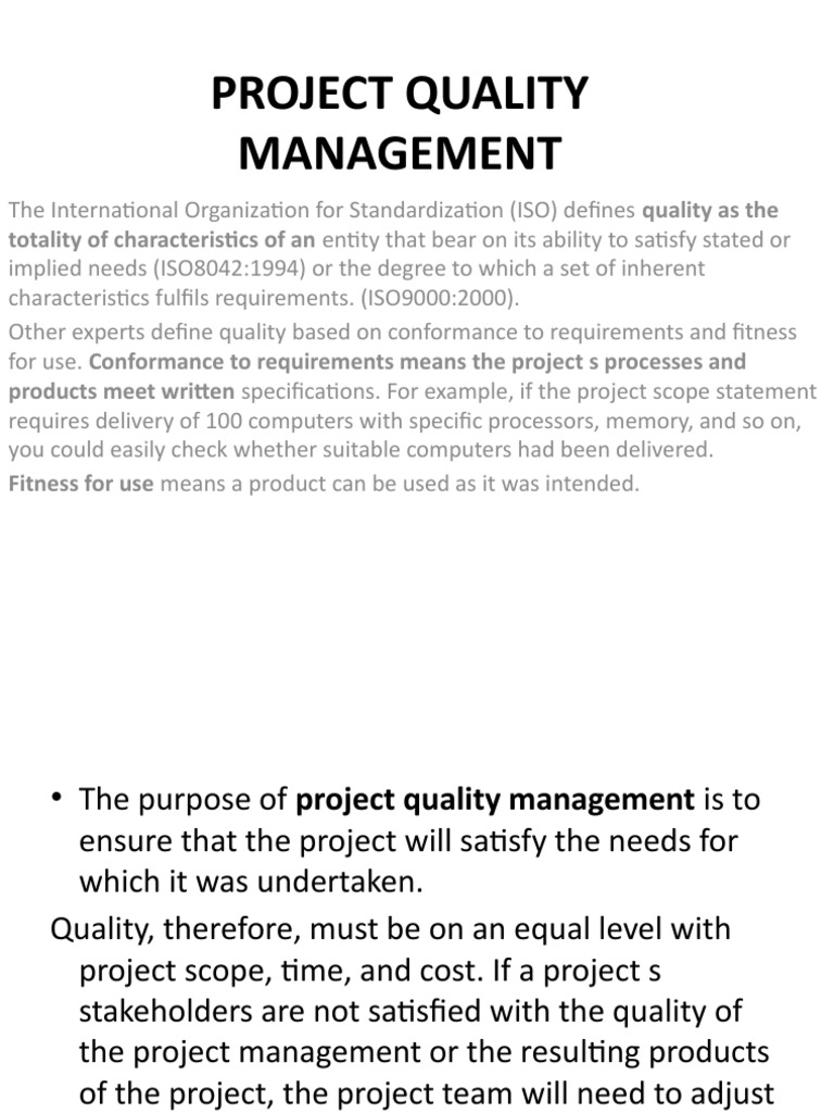 PROJECT QUALITY Management | PDF | Reliability Engineering | Quality ...