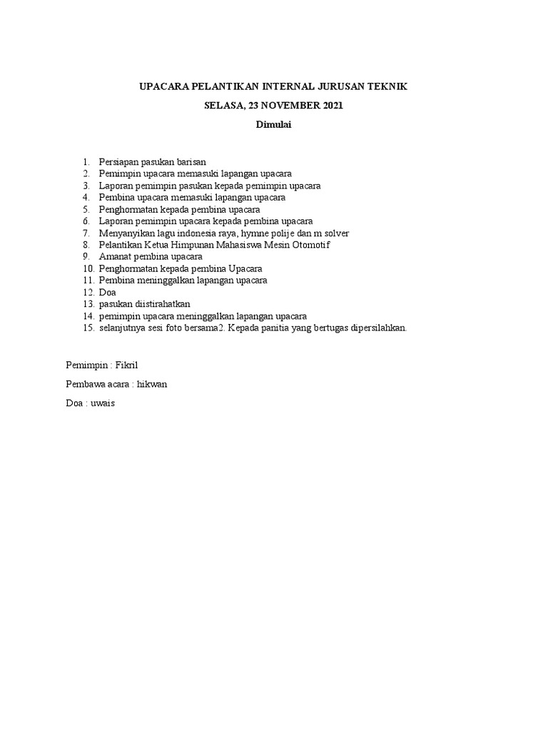 Teks MC Upacara Pelantikan | PDF