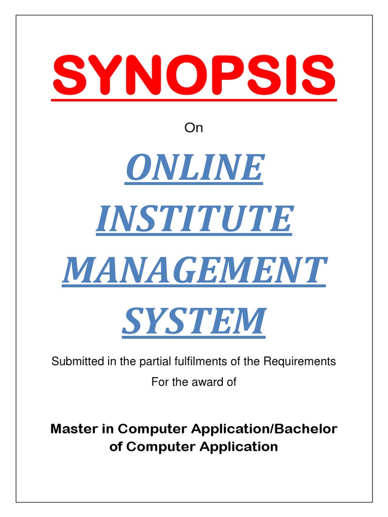 49 - Online Institute Management System-Synopsi | PDF | Application Software | Password