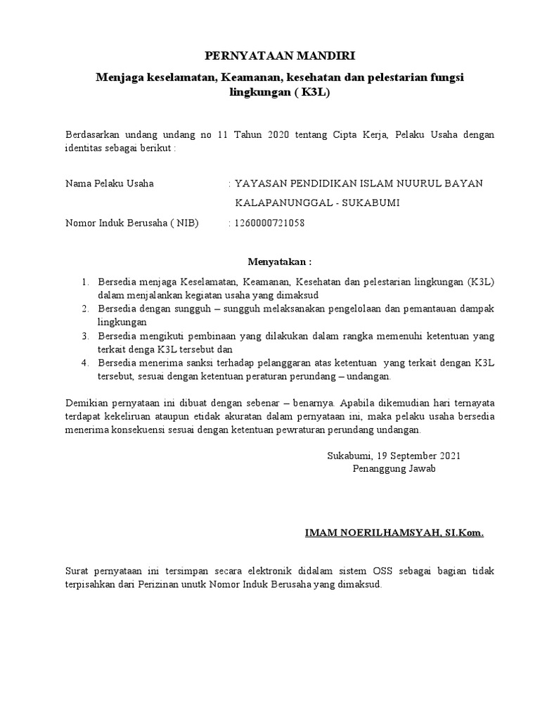 Pernyataan Mandiri | PDF