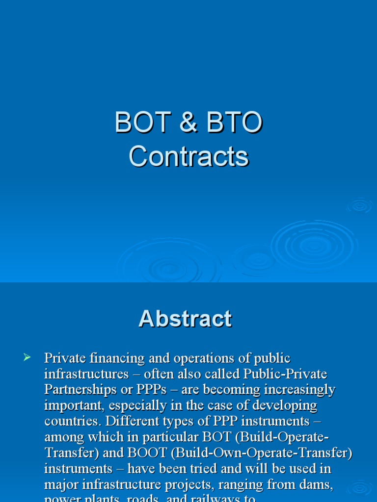 Bot & Bto Contracts | PDF | Public–Private Partnership | Debt