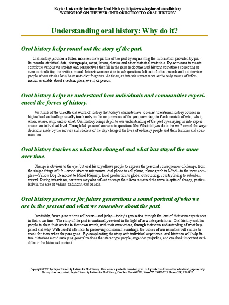 2 Understanding Oral History | PDF | Oral History | Interview