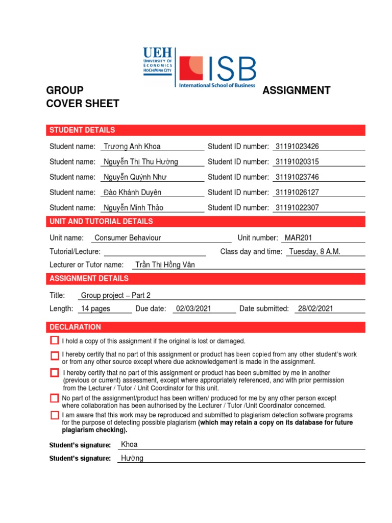 Group Assignment Cover Sheet: Student Details | PDF | Pepsi Co | Pepsi
