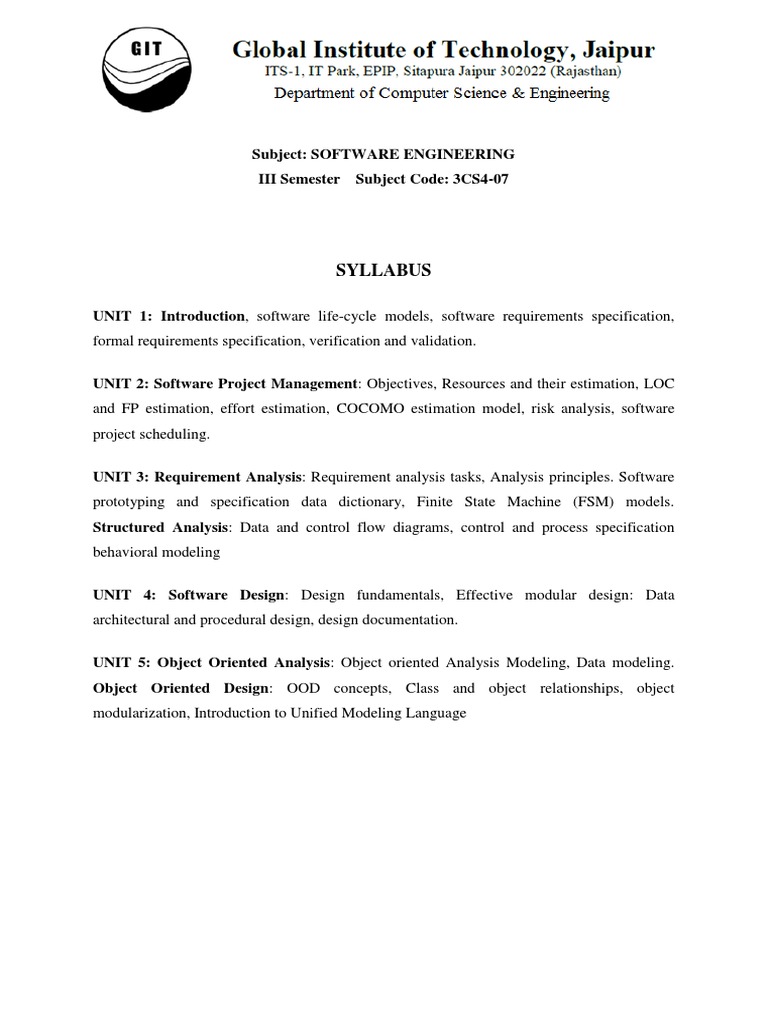 3CS4-07 Software Engineering Unit-2 Notes | PDF | Risk | Systems ...
