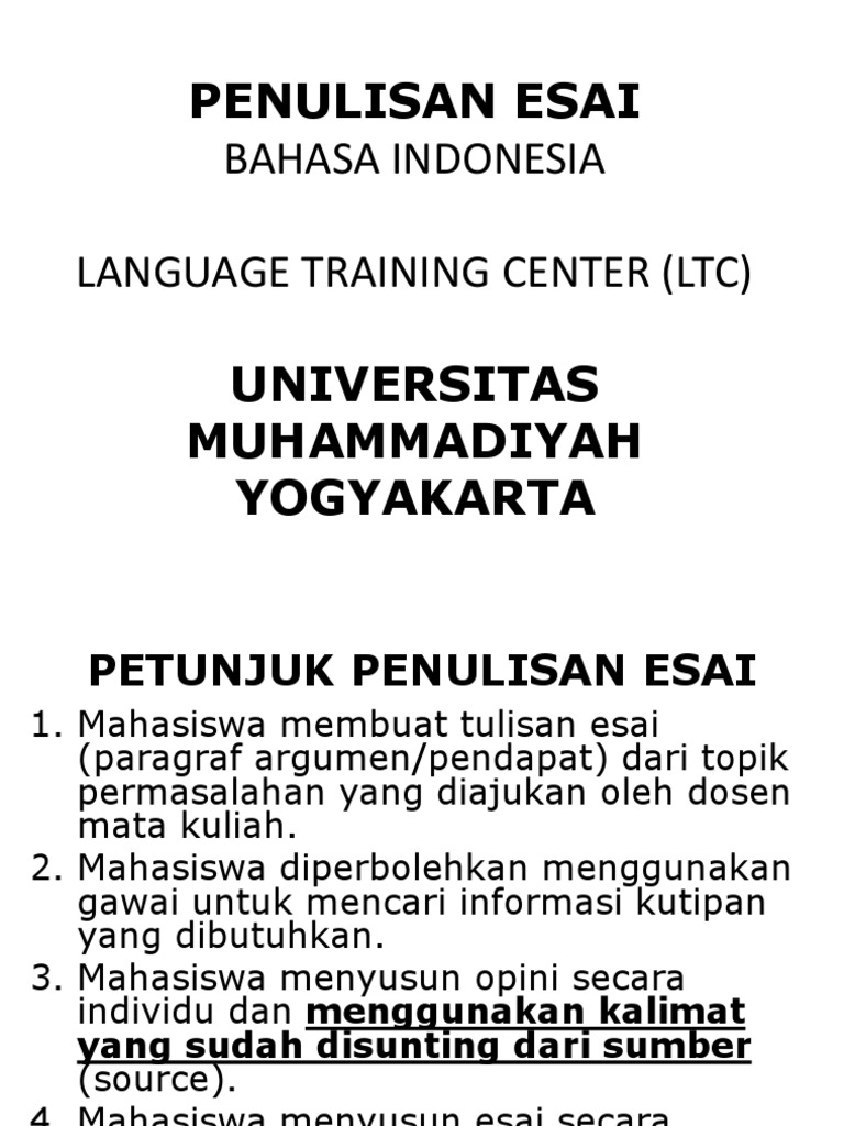 Petunjuk Penulisan Esai Pdf