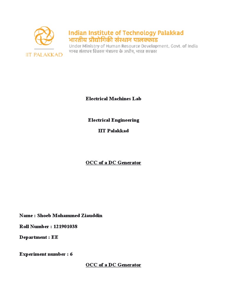 OCC of DC Generator | PDF | Electric Generator | Electric Motor